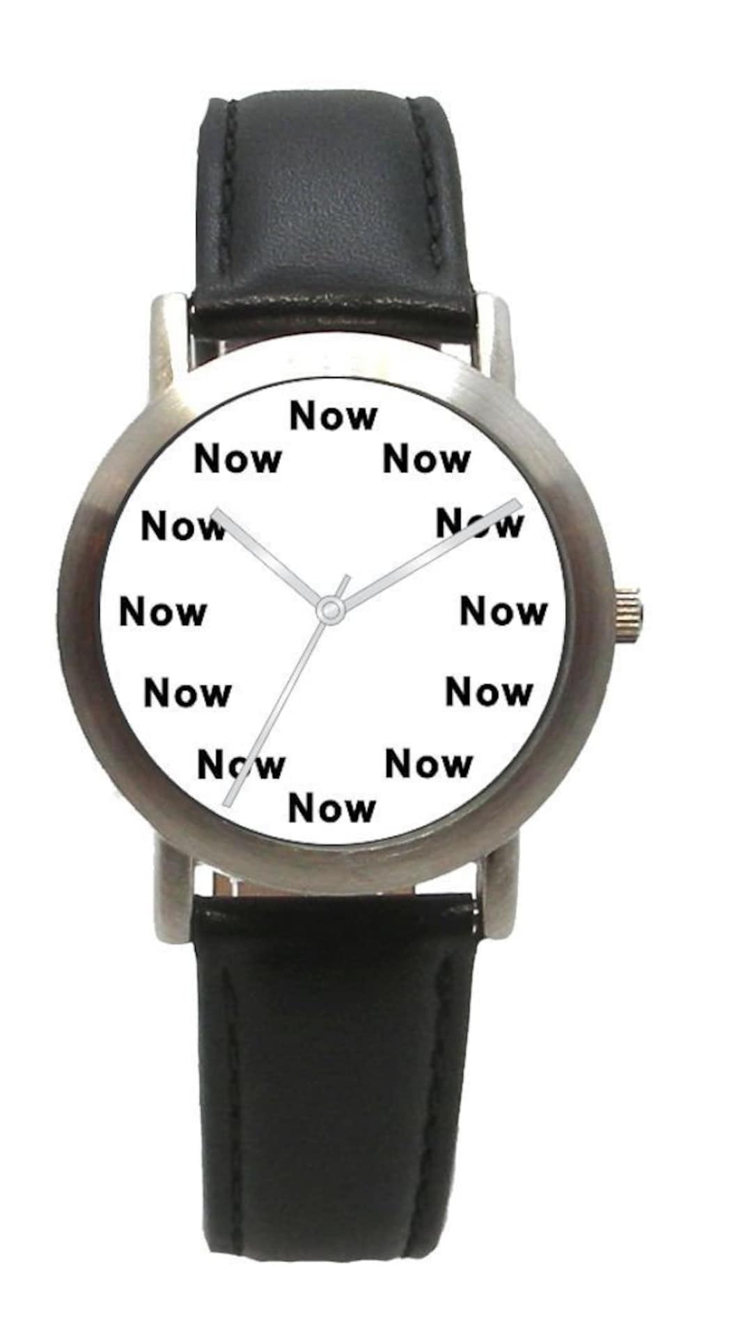 NOW is the Time on the Unisex Brushed Chrome Watch With Black Strap - Etsy