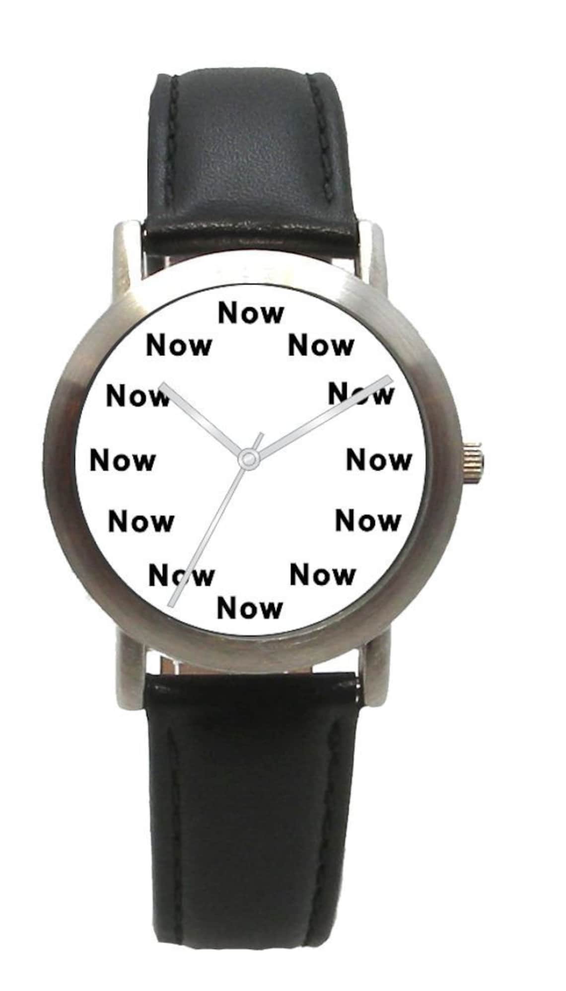 NOW is the Time on the Unisex Brushed Chrome Watch With Black - Etsy