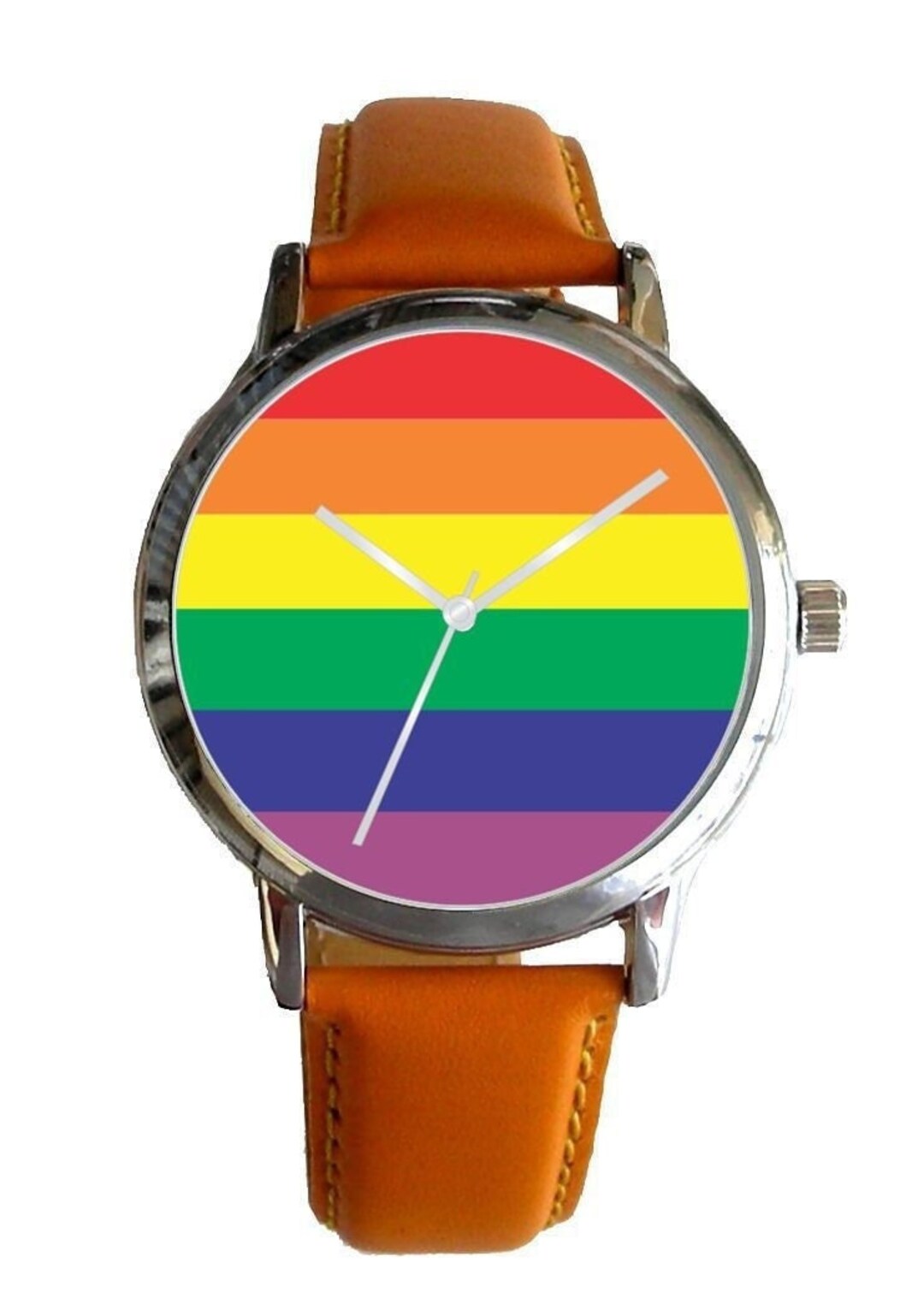 Rainbow LGBTQ Pride Watch Has Polished Chrome 42mm Case With Golden ...