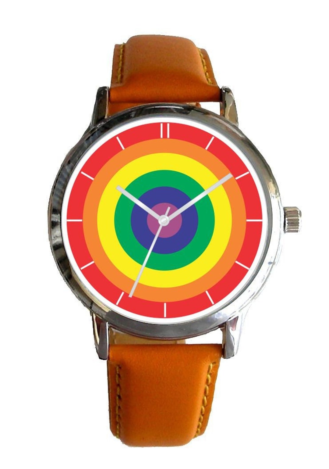 Rainbow LGBTQ Pride Watch Has Polished Chrome 42mm Case With Golden ...