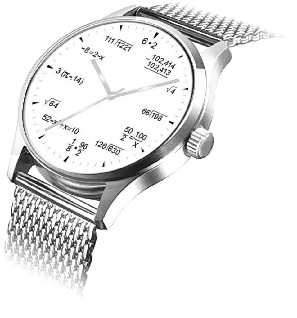 Math Dial Large Watch Shows Math Equations on the White Dial of the ...