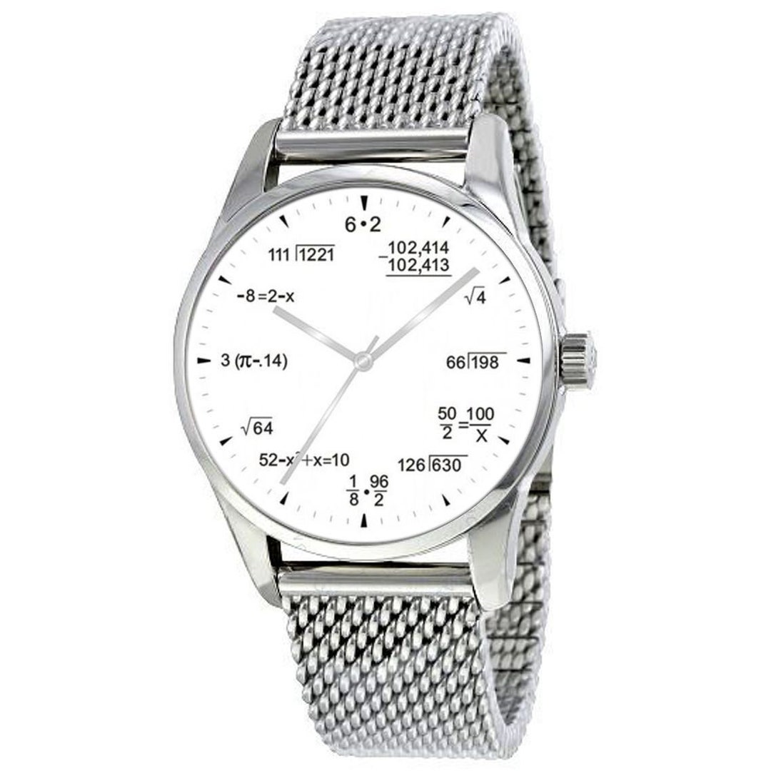 Math Dial Large Watch Shows Math Equations on the White Dial of the ...