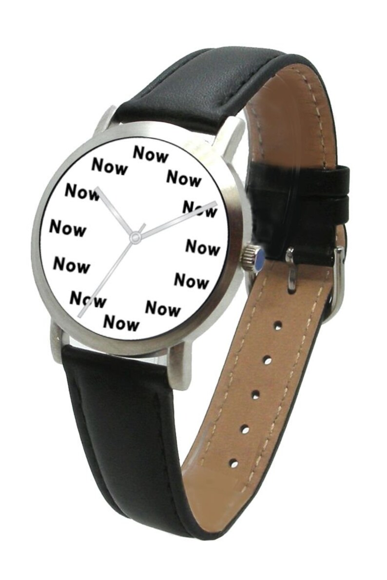 NOW is the Time on the Unisex Brushed Chrome Watch With Black - Etsy
