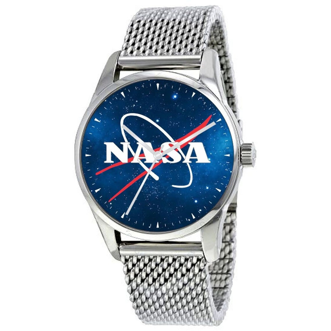 NASA Emblem Watch Has Large Polished Chrome Case With Adjustable ...