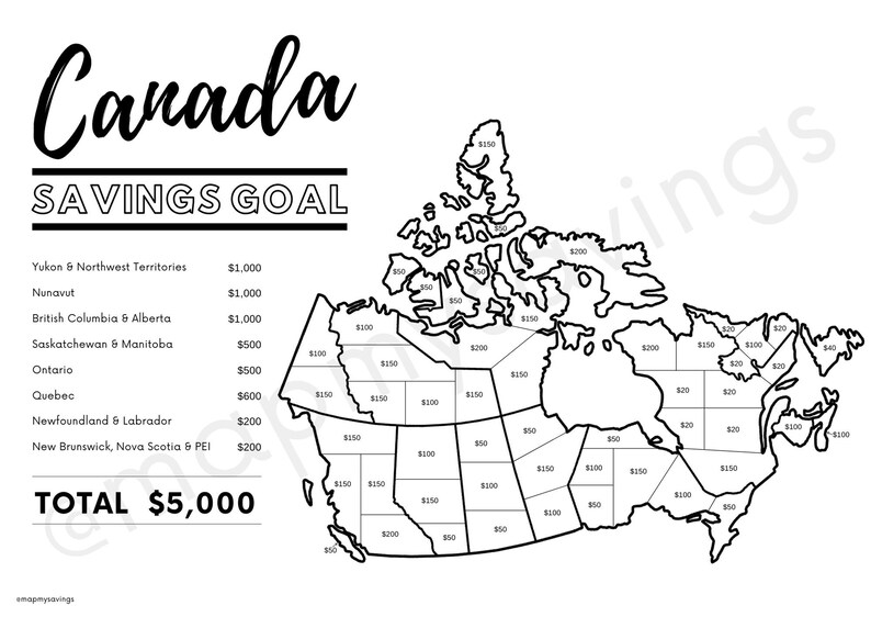Savings Goal Tracker - Canada 5,000 Dollars - Etsy Australia