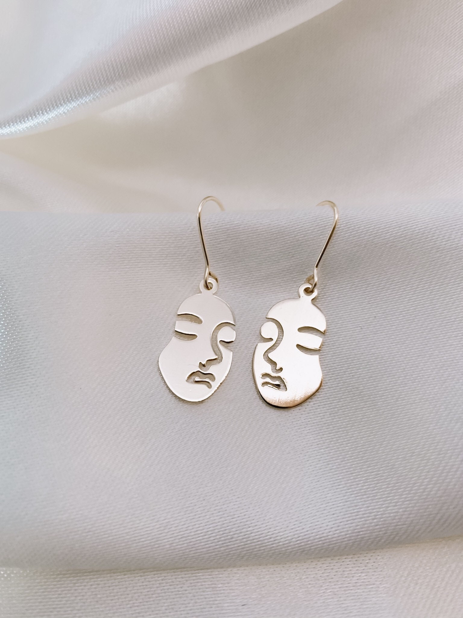 Abstract Face Earrings Gold Filled Artsy Earrings Quirky | Etsy