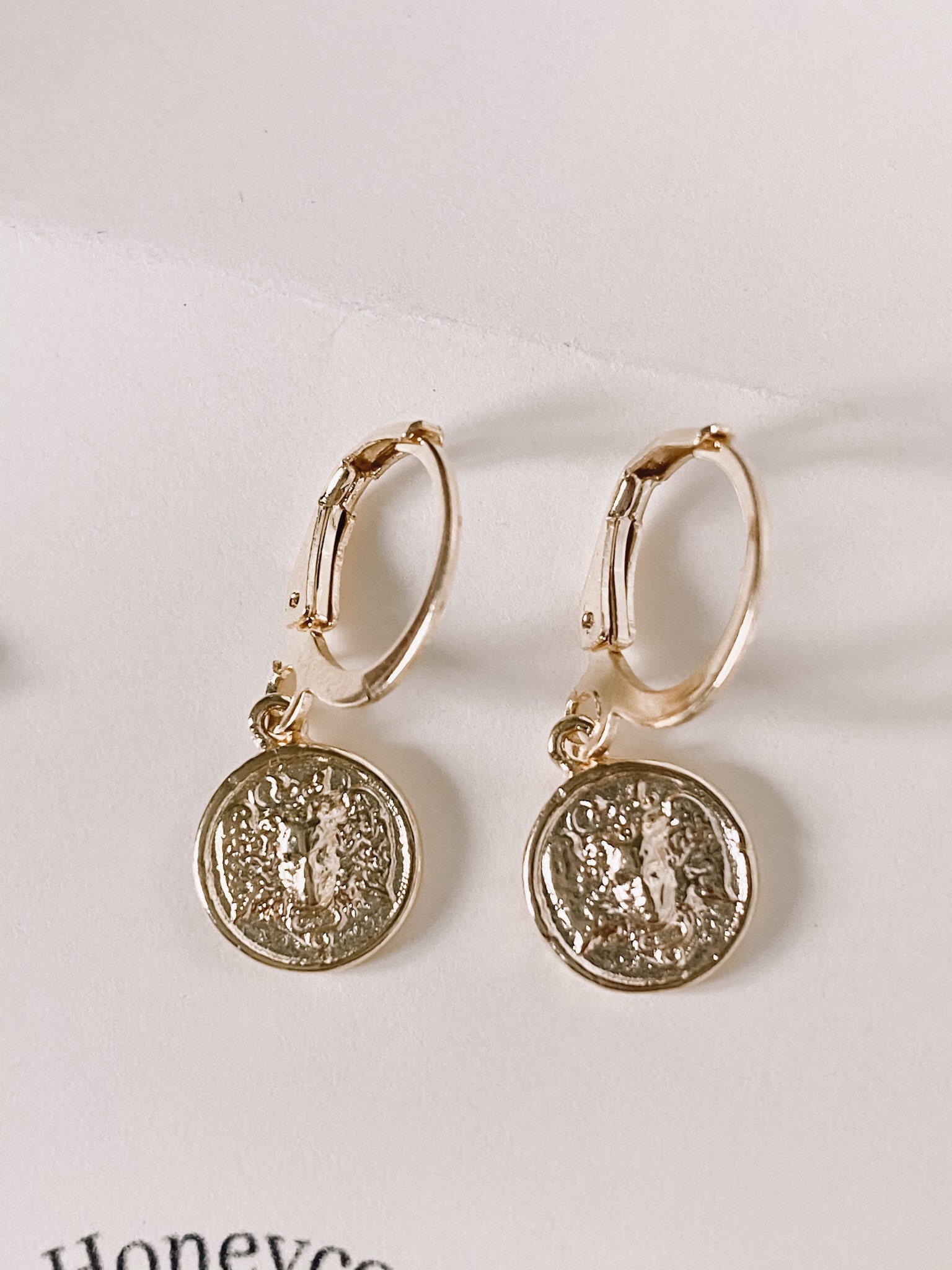Gold Coin Earrings Tiny Medallion Earrings Gold Filled Charm - Etsy