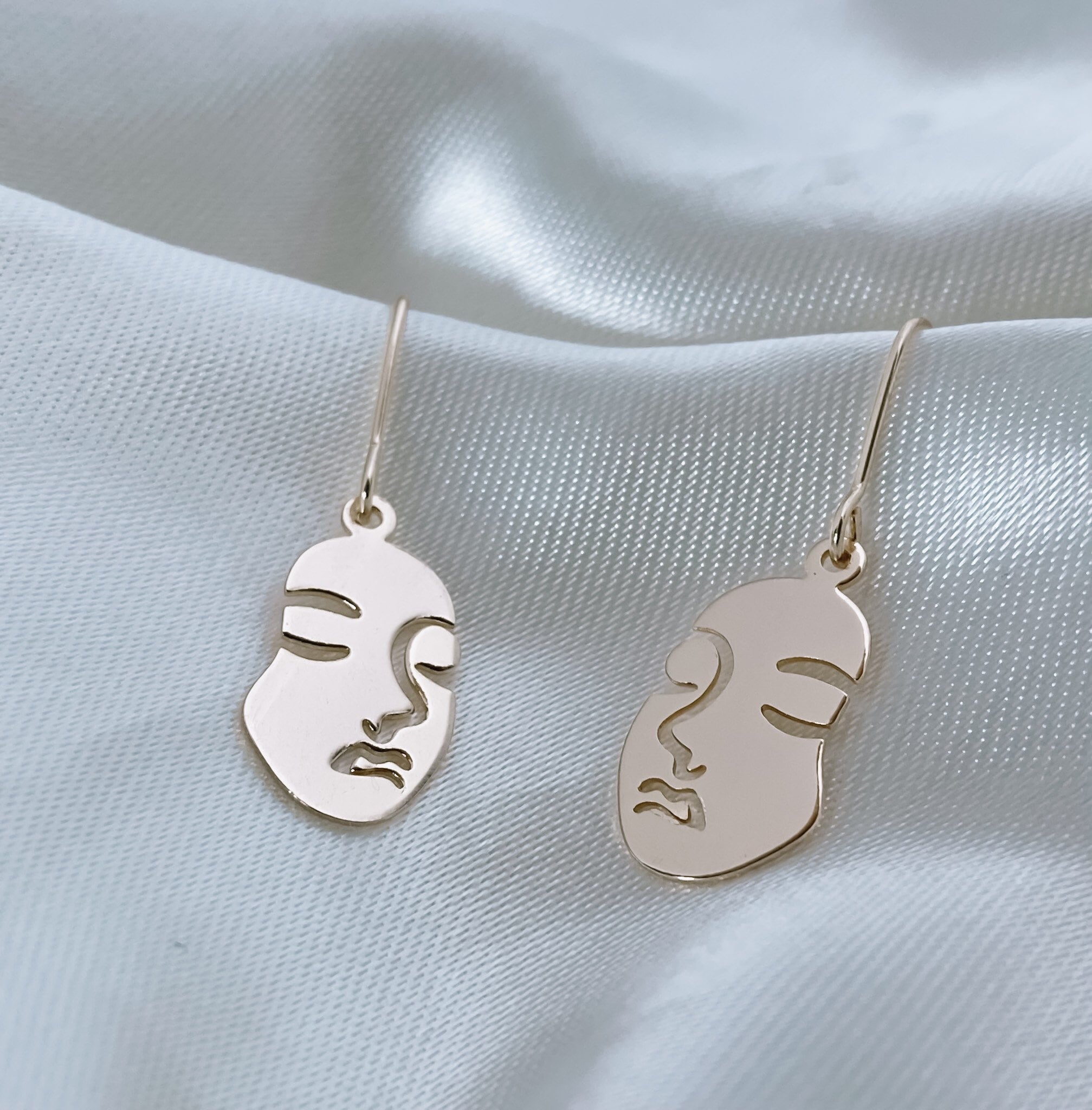 Abstract Face Earrings Gold Filled Artsy Earrings Quirky - Etsy