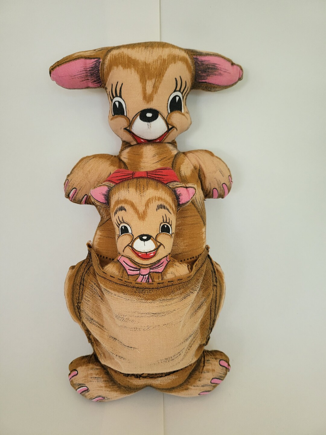 Vintage Kangaroo & Joey Cut N Sew Panel Finished Stuffed Pillow Toy ...