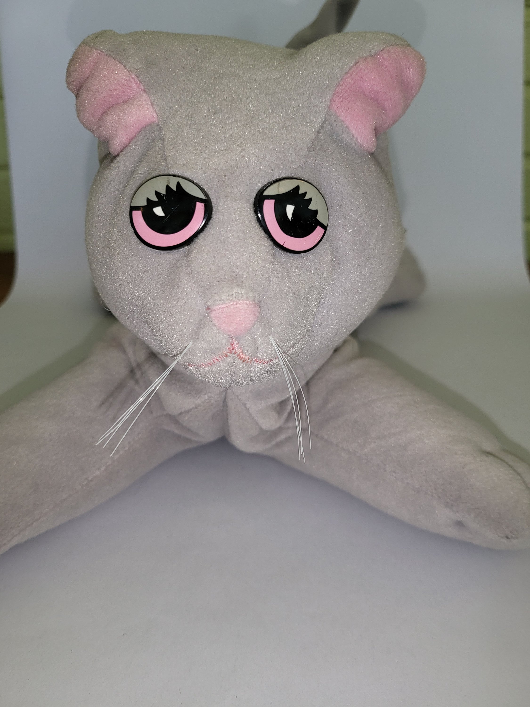 Vintage Pound Purries Cat Plush Stuffed 14'' Tonka 1985 Gray Pink Eyes ...