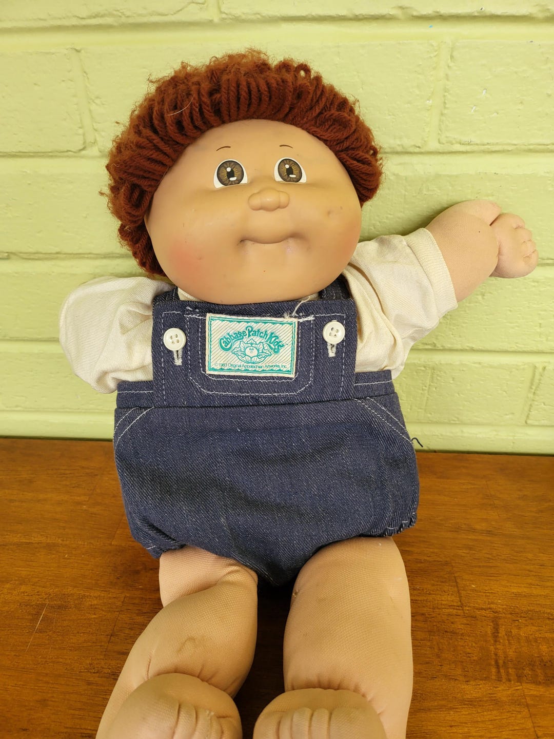 Vintage 1982 Cabbage Patch Kids Doll BOY Looped Yarn Brown Hair Eyes ...