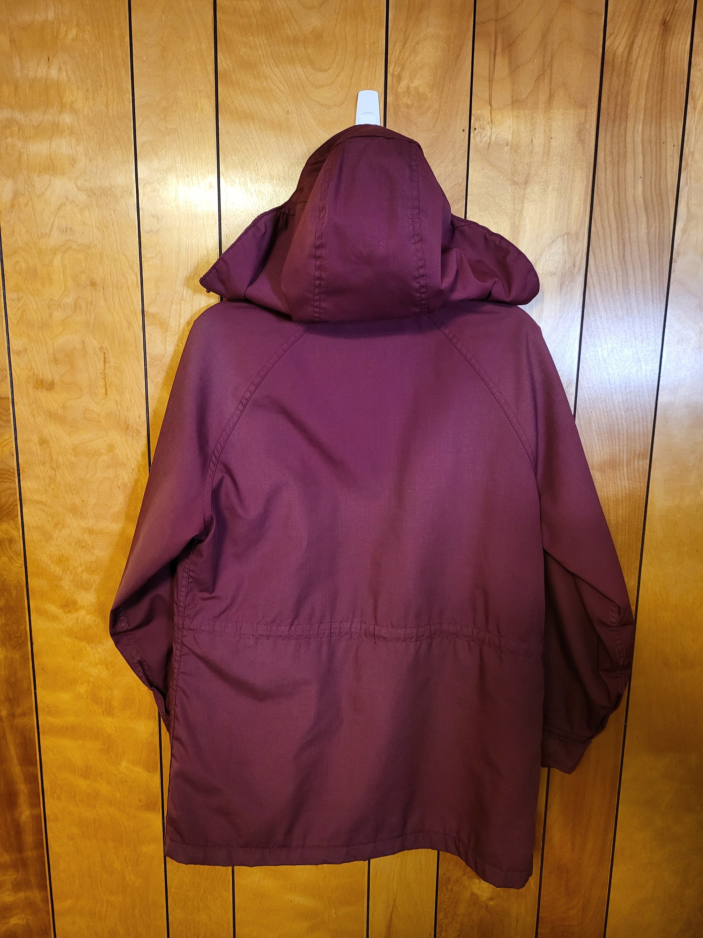 VINTAGE Woolrich Jacket Womens Medium Flannel Lined MAROON Hooded ...