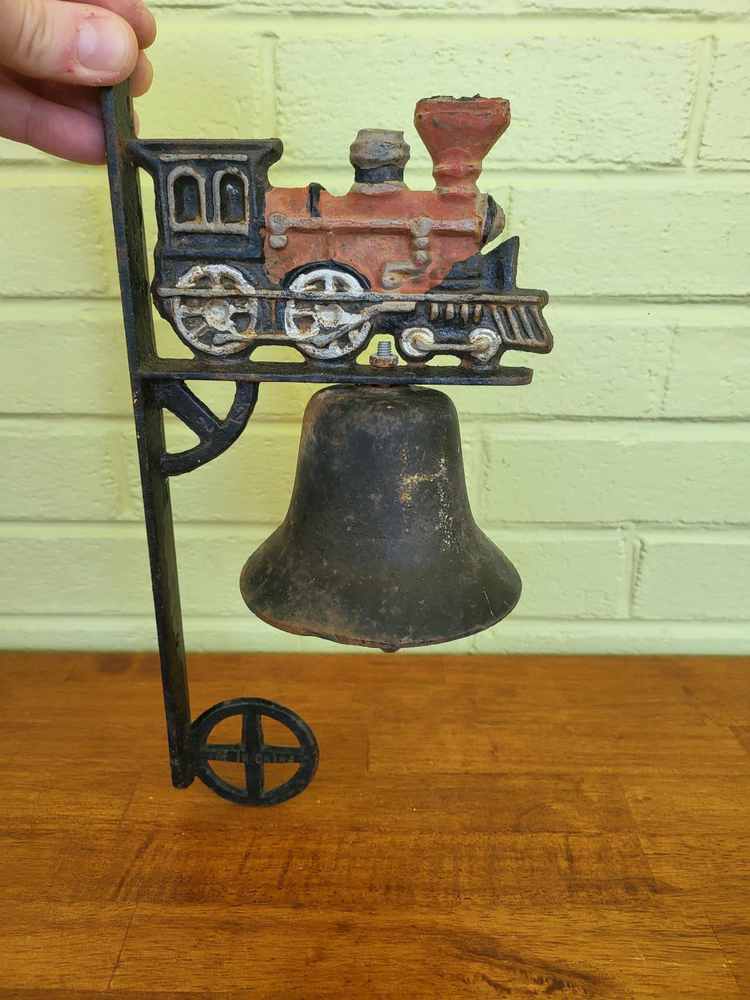 Cast Iron Train Locomotive Dinner Bell Wall Bracket Rustic Farmhouse ...