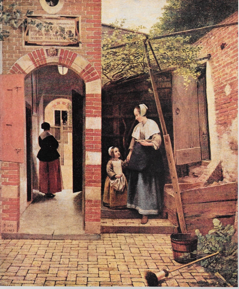 Courtyard of a Dutch House by De Hooch Vintage Print 1939 Art Print 7 X ...
