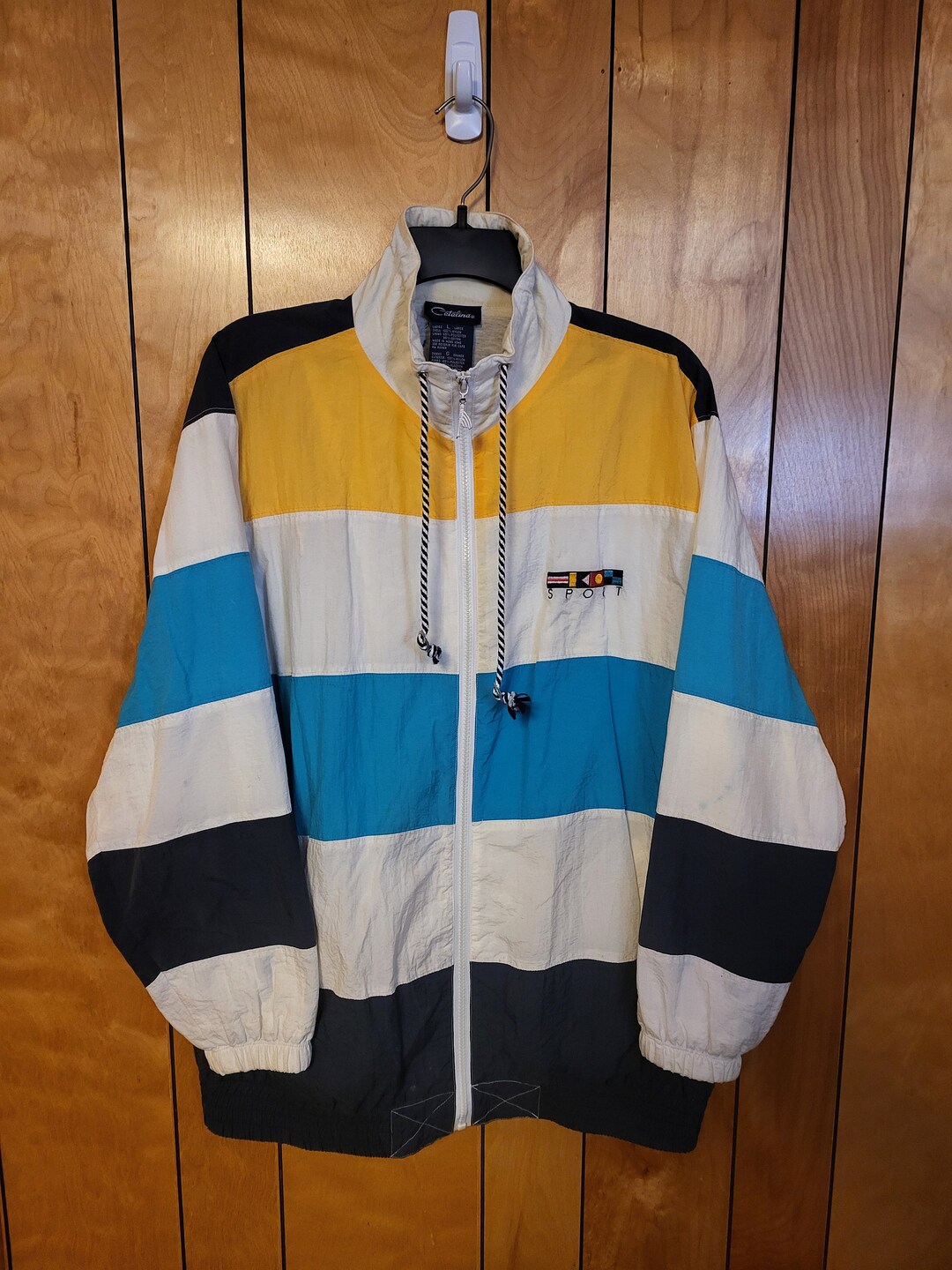 Vintage Catalina Womens Windbreaker Jacket LARGE Zip Nautical 1990s ...