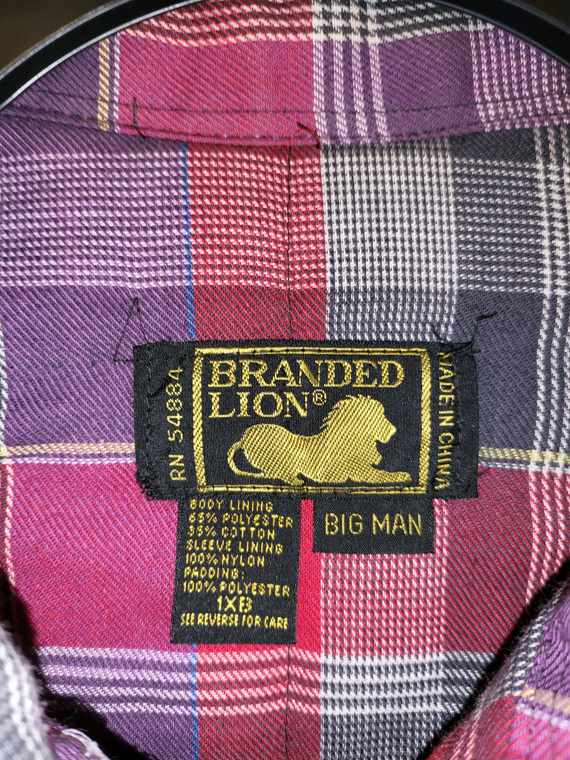 Vintage Branded Lion Flannel Shirt Jacket Big Man 1XB Quilted Lined W ...