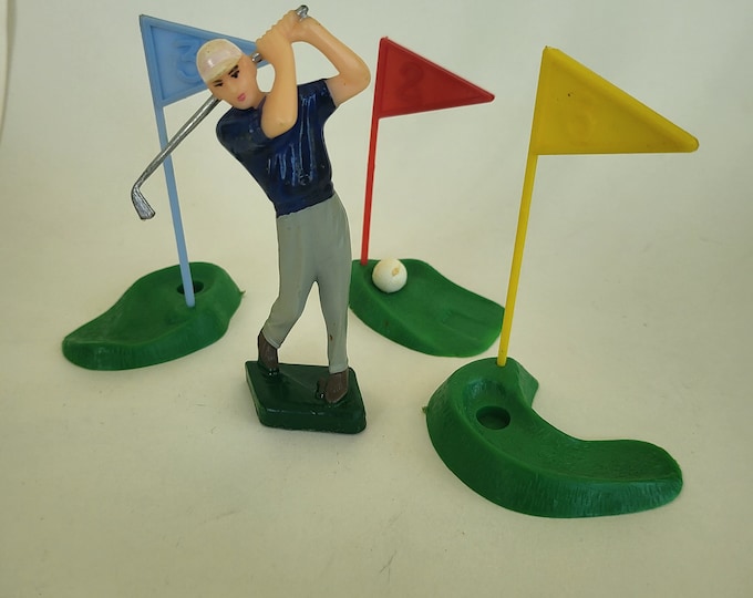 Vintage Golf Cake Toppers Plastic Figures Hong Kong Golfing Clubs VTG ...