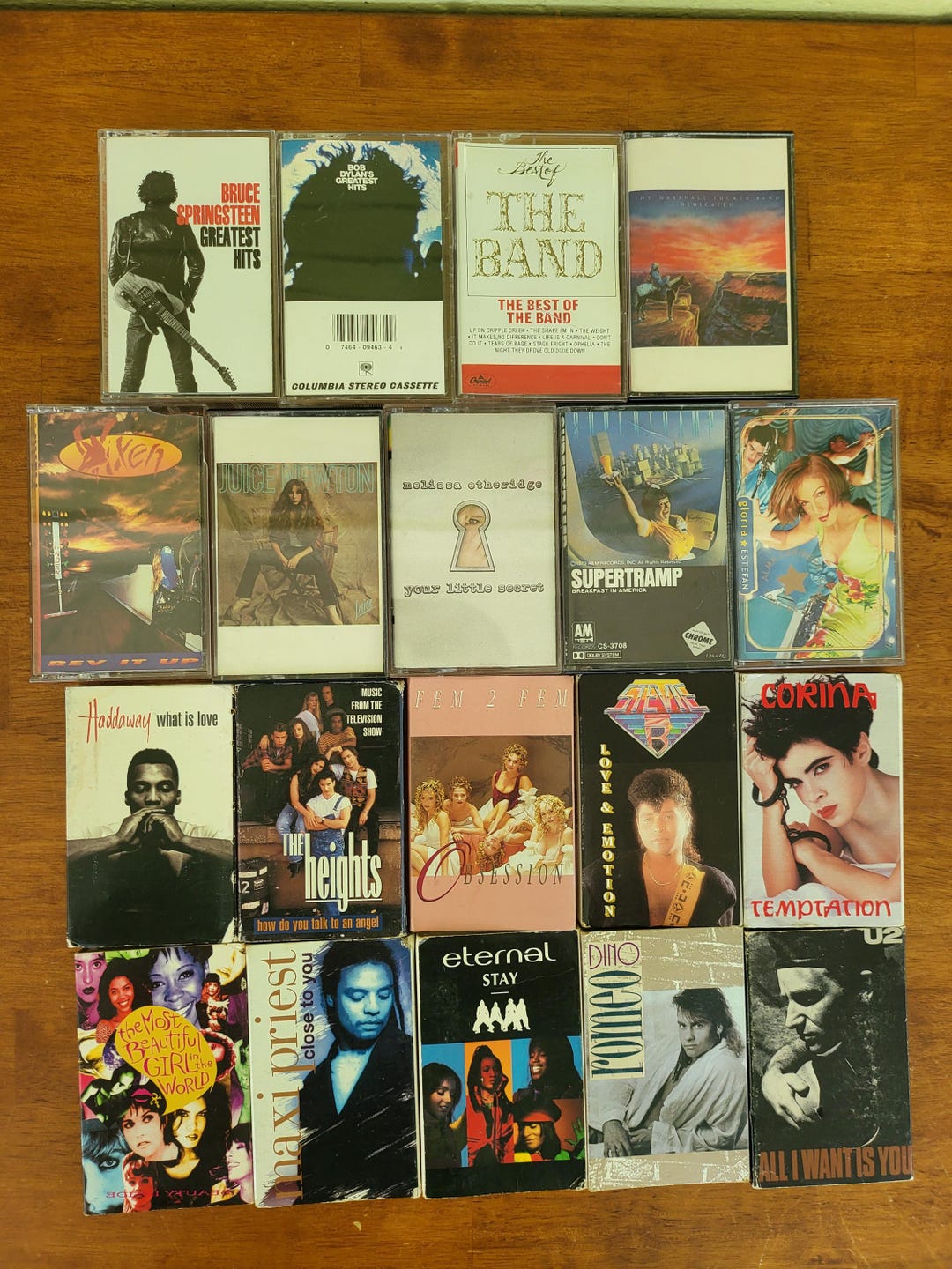 ROCK POP Cassette Tape LOT X19 Prince Supertramp Dylan Springsteen Dino ...