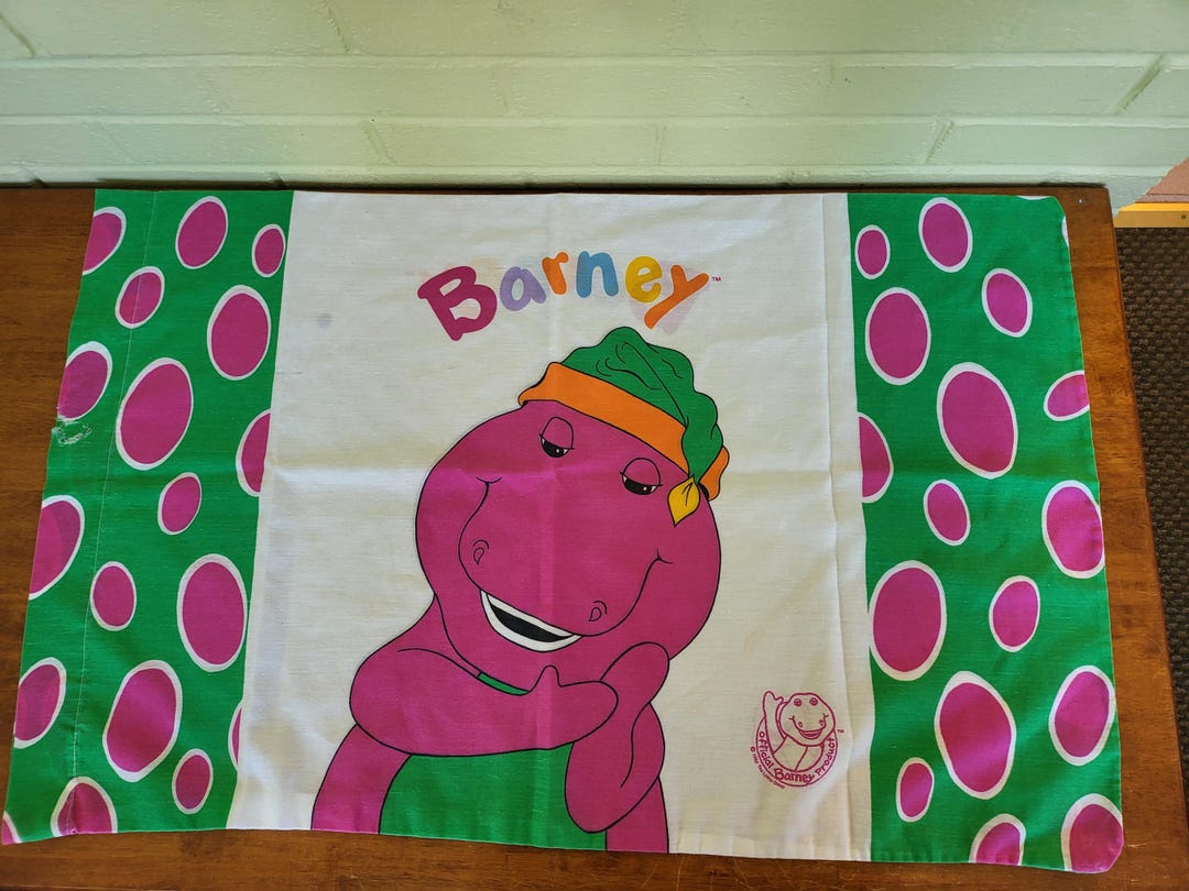 Vintage BARNEY the Purple Dinosaur Pillowcase 32 X 19.5 Lyons Group ...