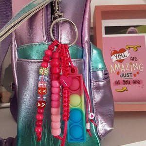 POP IT Fidget Keychain Personalised Keyring With Your Text Kids Party ...