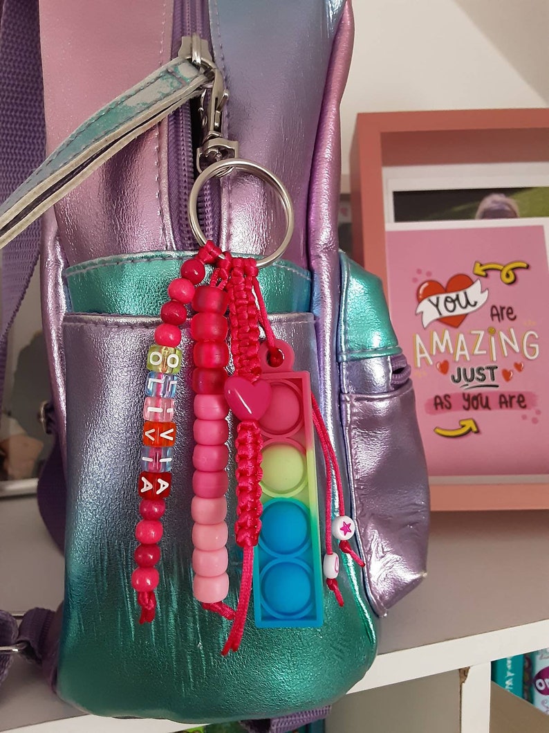 POP IT Fidget Keychain Personalised Keyring With Your Text Kids Party ...