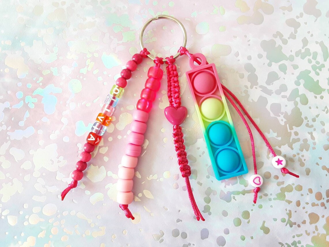 POP IT Fidget Keychain Personalised Keyring With Your Text - Etsy