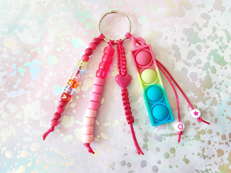 POP IT Fidget Keychain Personalised Keyring With Your Text - Etsy