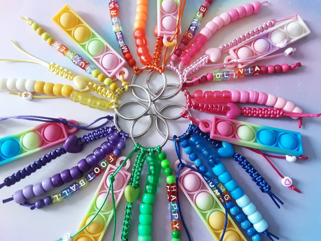 POP IT Fidget Keychain Personalised Keyring With Your Text Kids Party ...