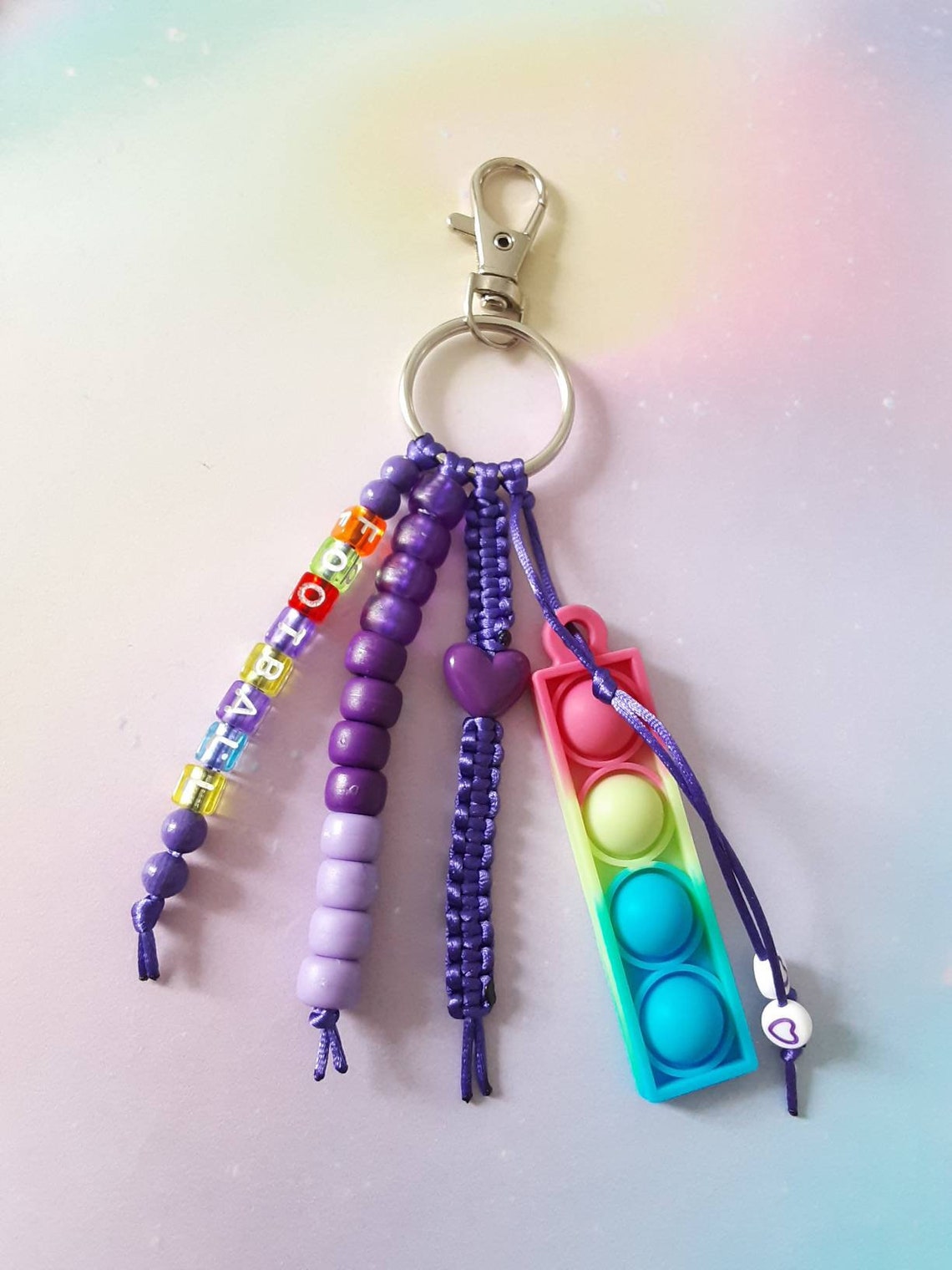 POP IT Fidget Keychain Personalised Keyring With Your Text - Etsy