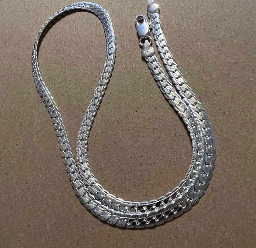 925 Sterling Silver Gold/silver 18/20/22/24 Inch Side Chain Necklace ...