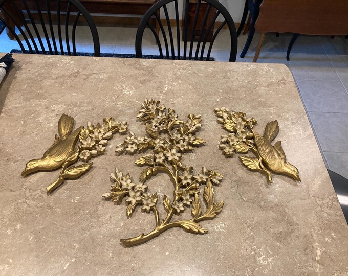 Vintage 3piece 1968 Syroco Gold Birds on Dogwood Branch Wall Art - Etsy