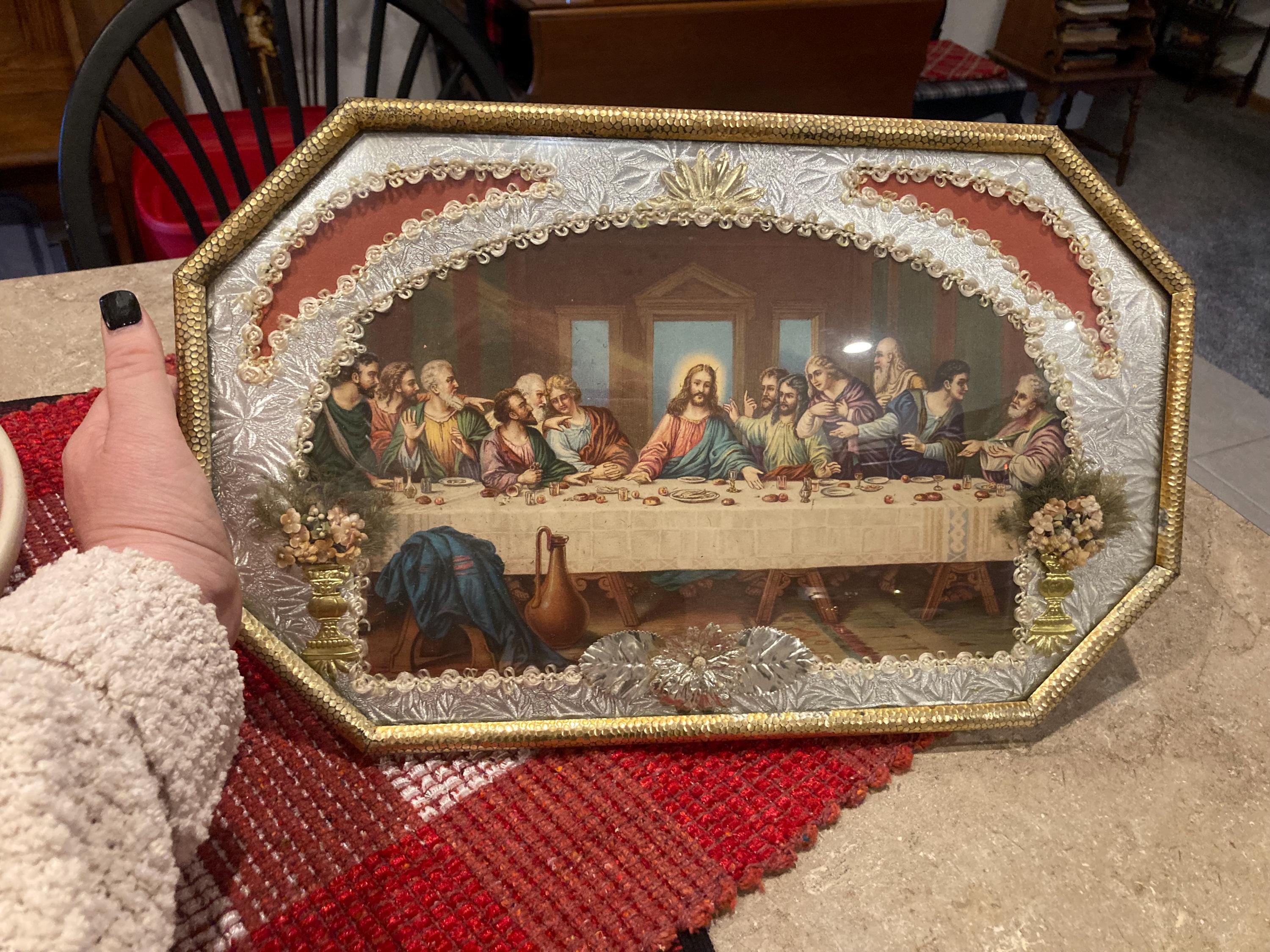RARE Vintage Framed Diorama of the Last Supper With a Convex Bubble ...