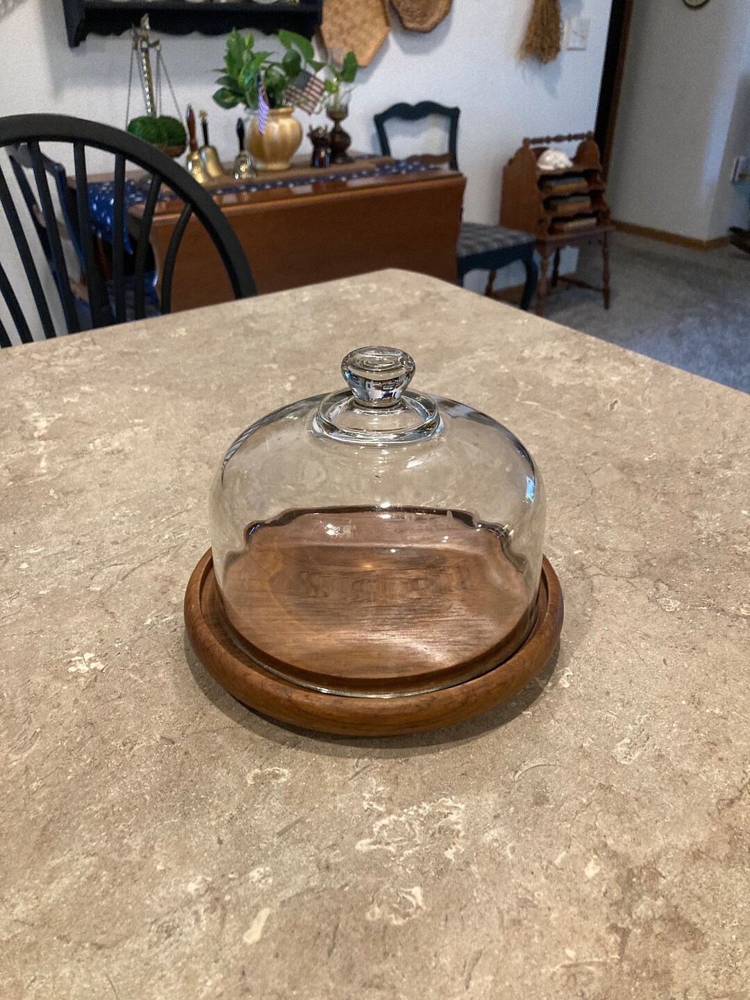 Vintage Cheese Cloche on Wooden Base Made in Thailand - Etsy