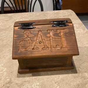 Vintage Handmade Primitive Wood Salt Box - Etsy