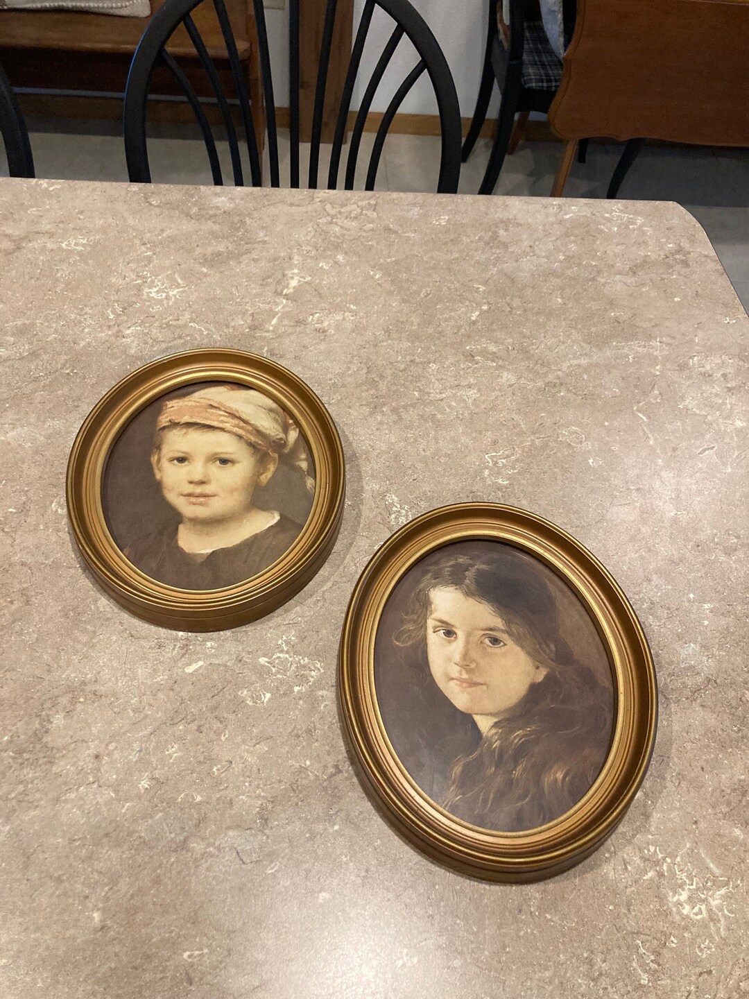 Vintage Framed Portrait Pictures Boy and Girl - Etsy