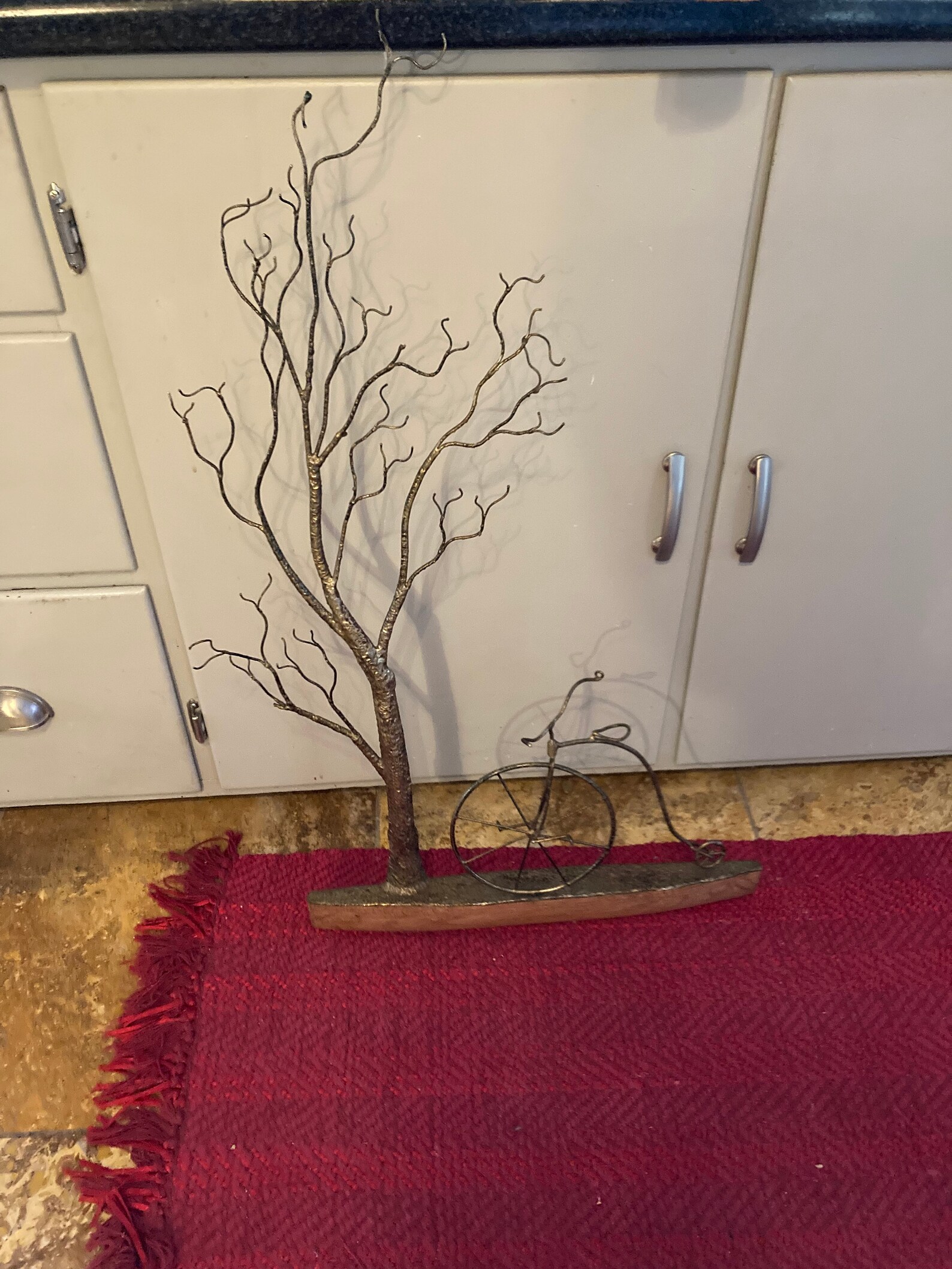 Vintage MCM Brass Punched Tree and Tricycle on Oak Wood With - Etsy