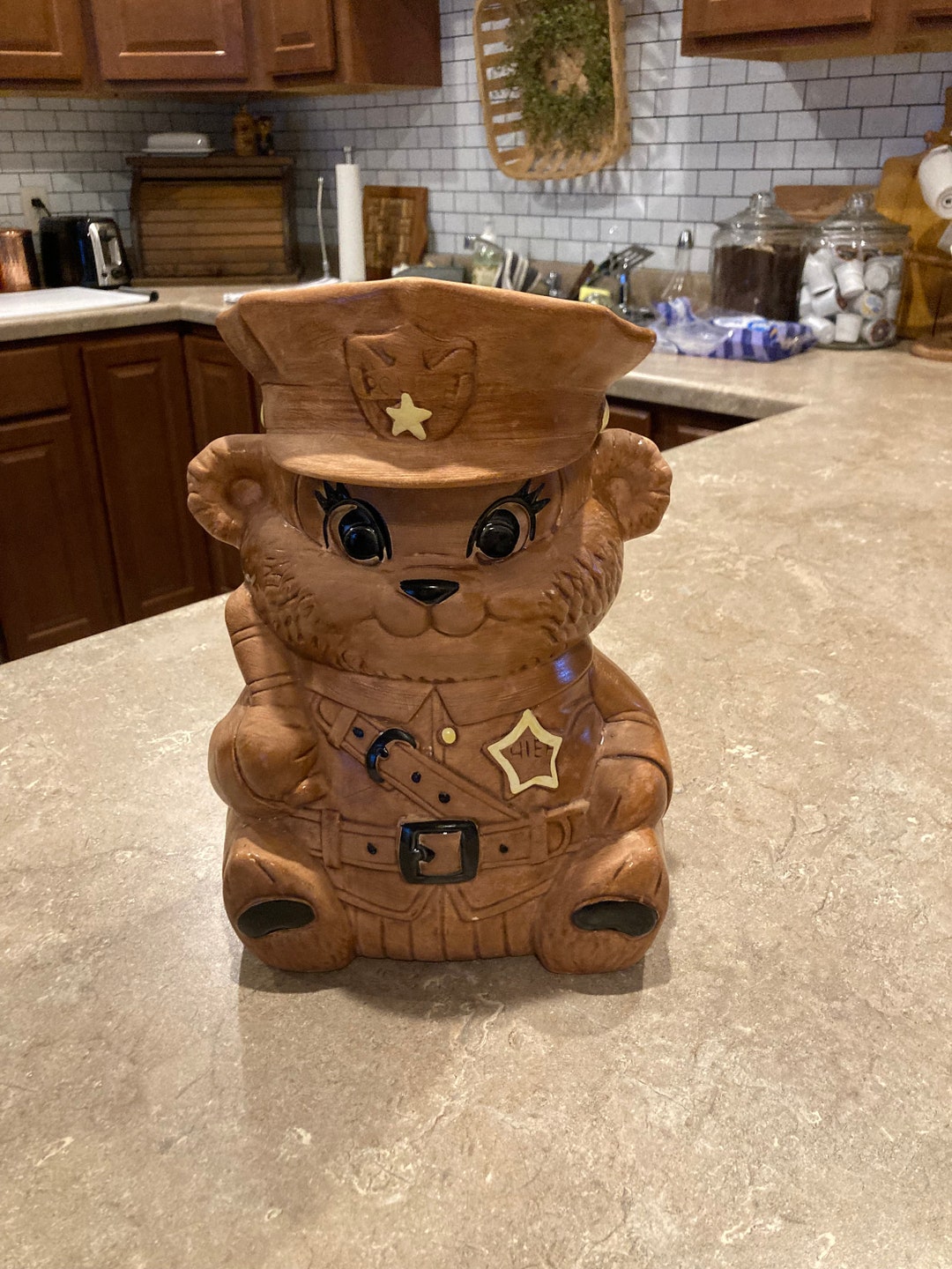 RARE Vintage Ceramic 1940s Police Chief Teddy Bear Cookie Jar - Etsy