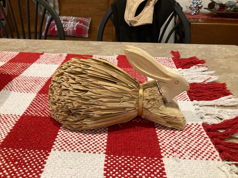 Vintage Primitive Style Corn Husk Bunny/rabbit With Wood Head - Etsy