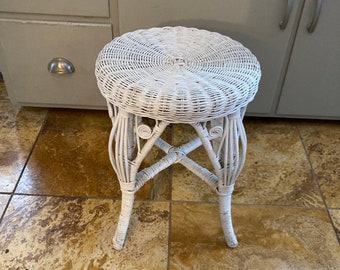 White Wicker Stool | Etsy
