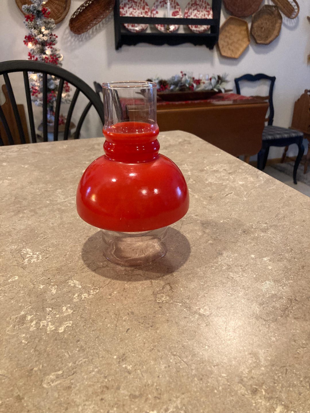 Vintage Red and White Hurricane Glass Shade - Etsy