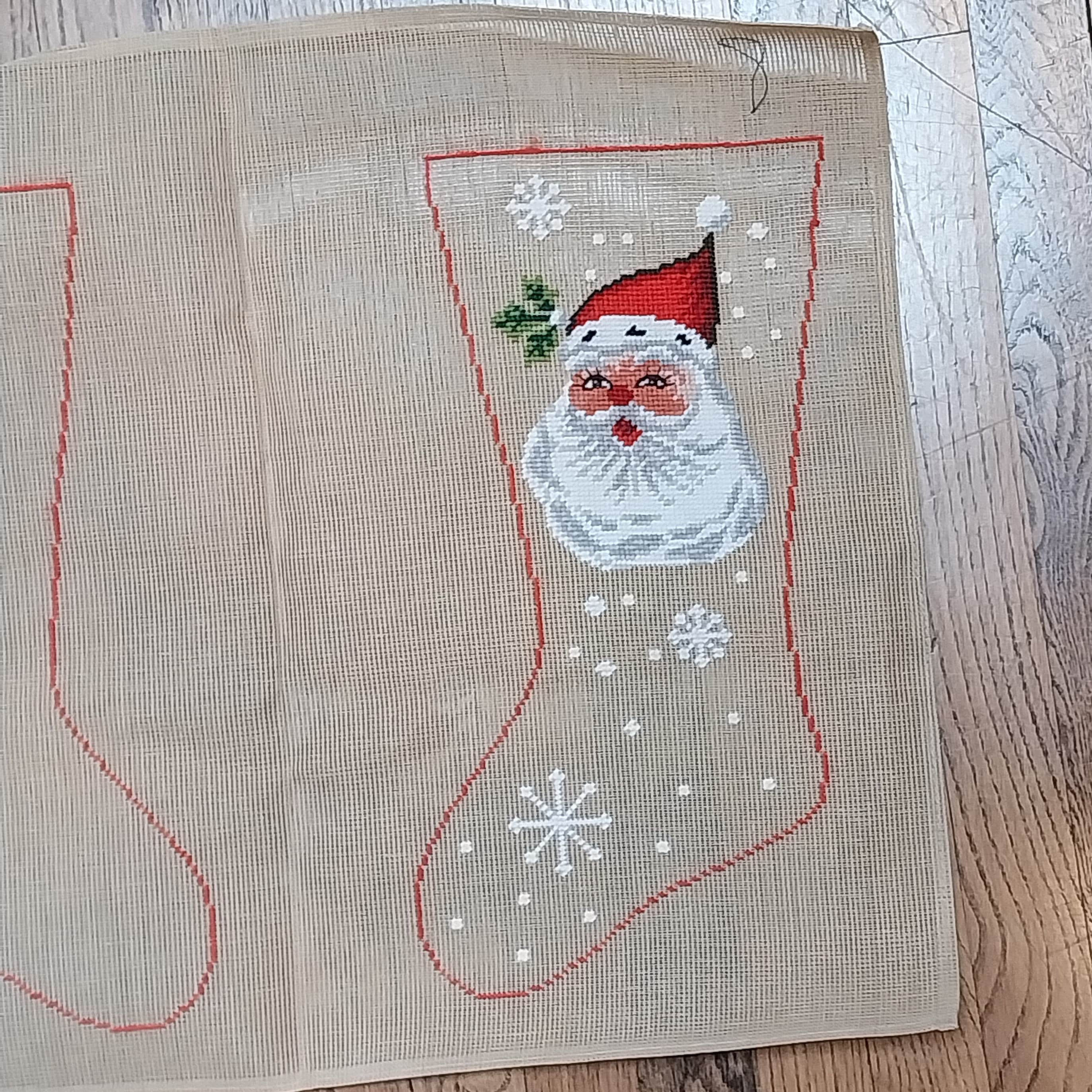 Christmas Stocking Pre-worked Canvas Santa - Etsy