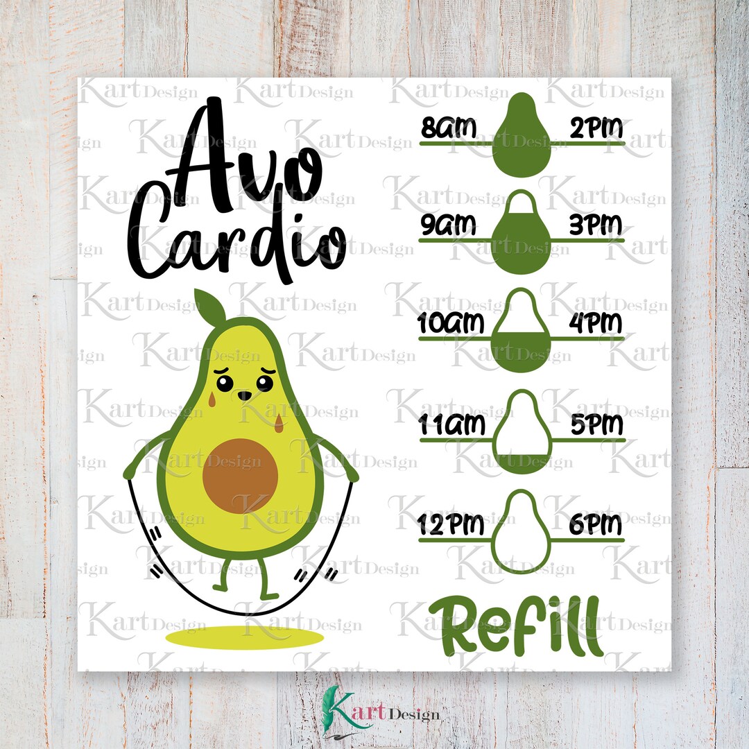 Avo Cardio Water Bottle Tracker SVG / Water Tracker SVG / Avocado SVG ...