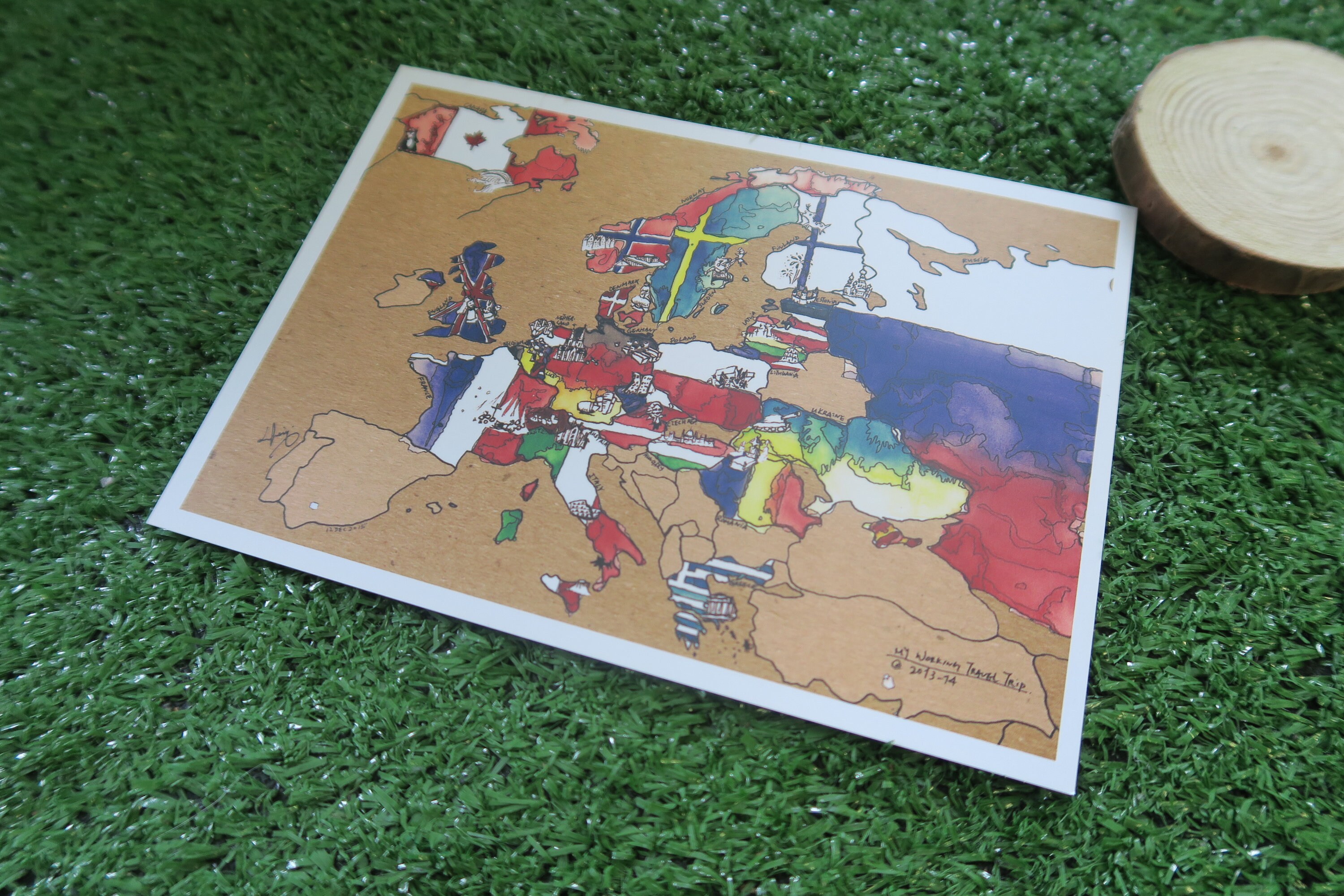 Europe Map Postcard, European Travel, Watercolor, Sketch, Ink ...