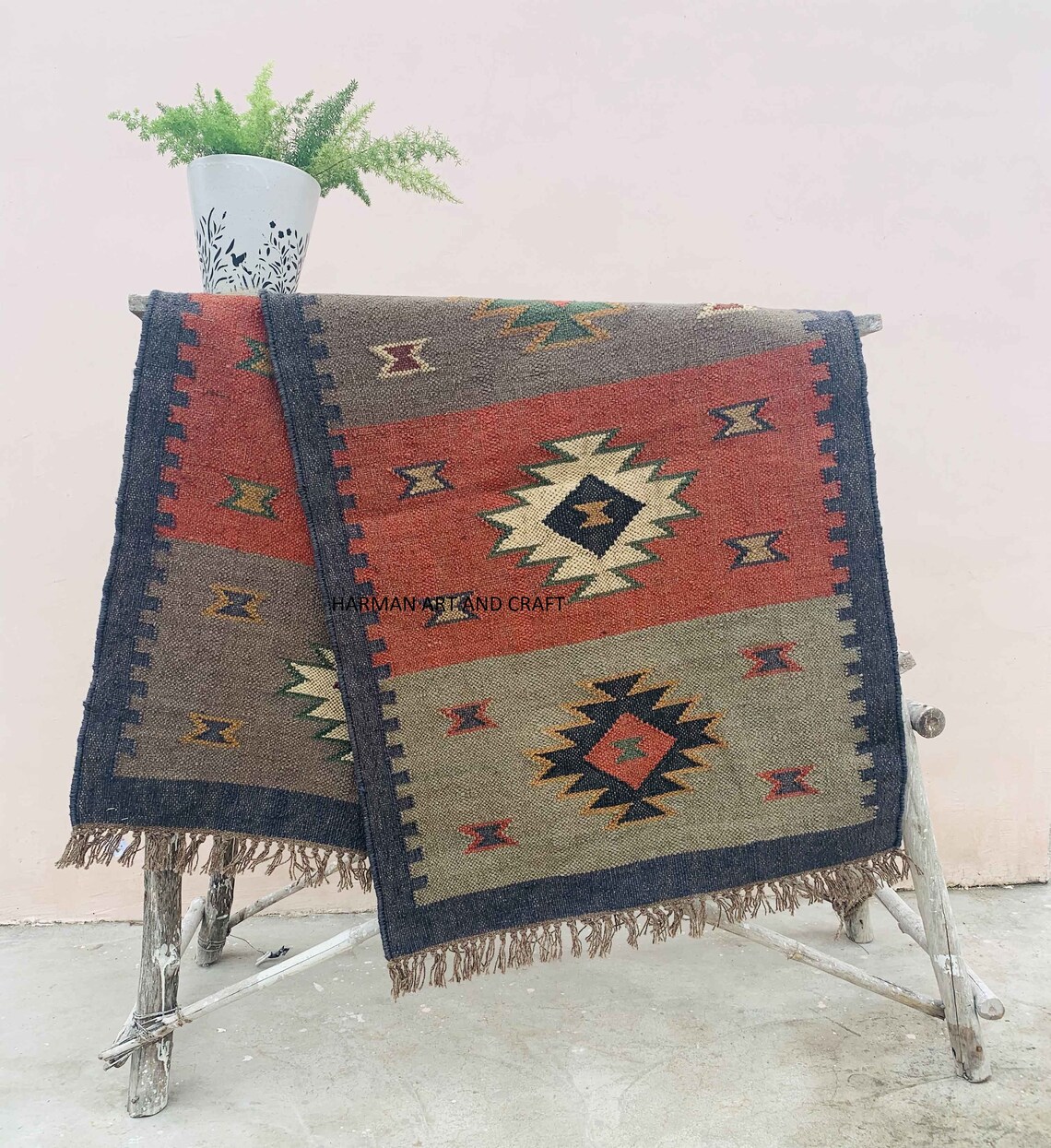 Handmade Navajo Kilim Runner Rug, Aztec Rug, Hallway Runner, Entryway ...