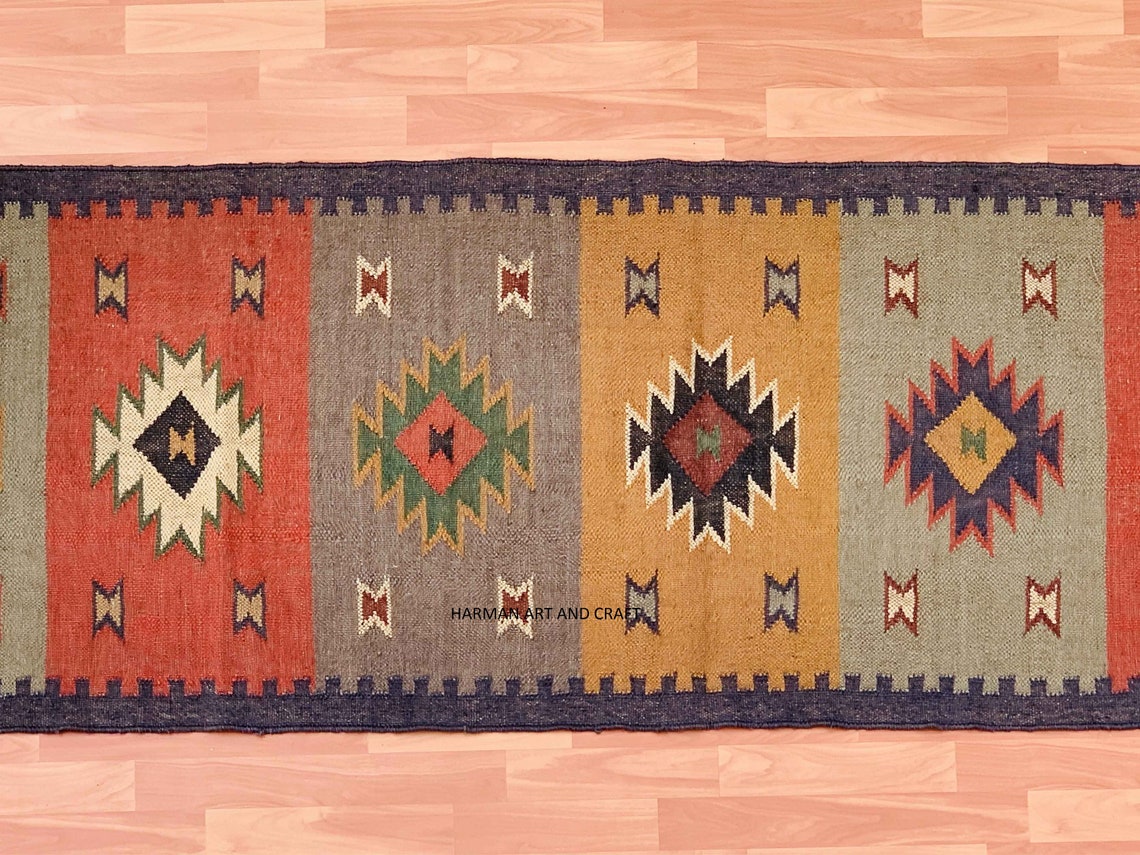 Handmade Navajo Kilim Runner Rug, Aztec Rug, Hallway Runner, Entryway ...