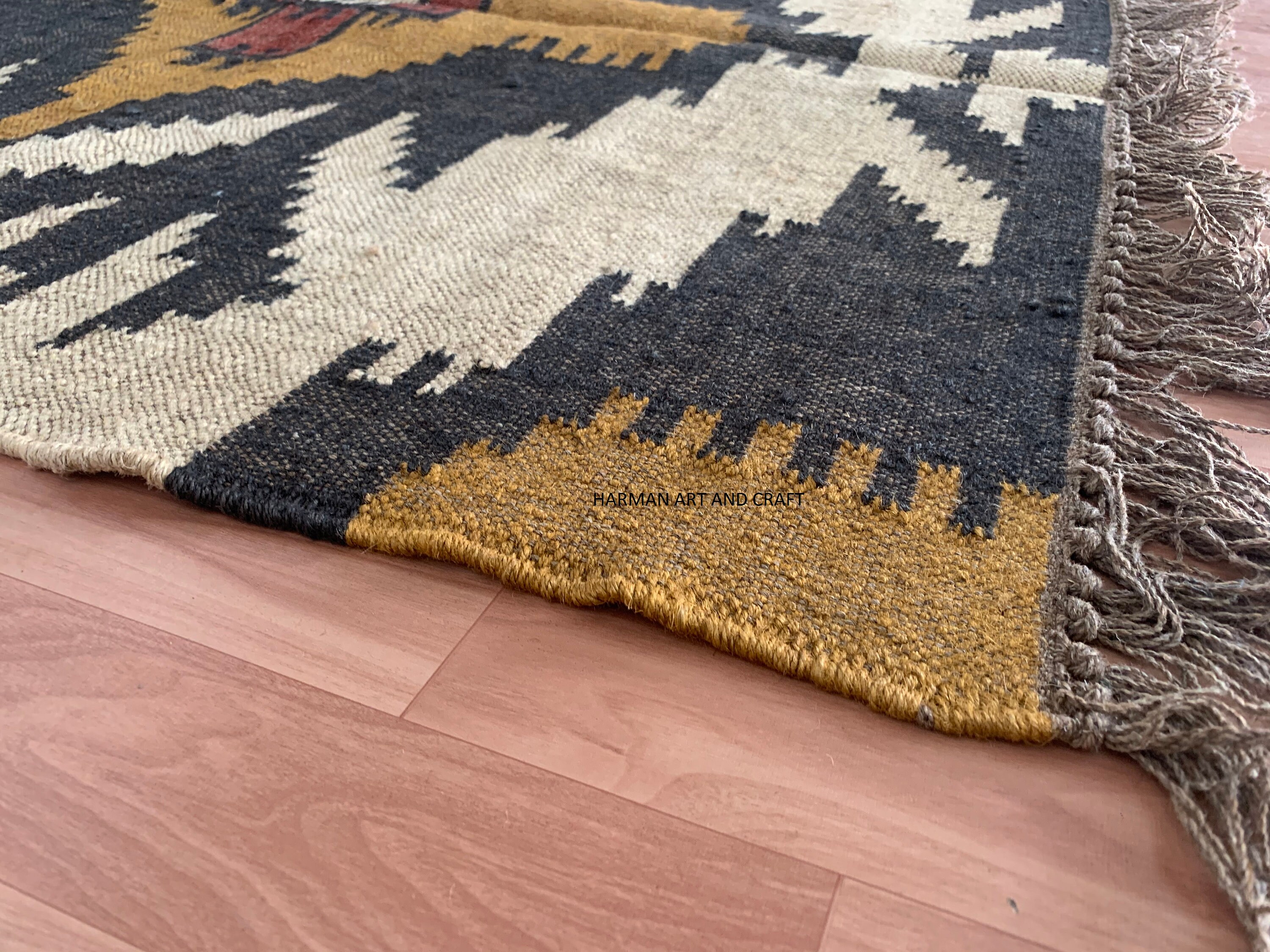 6x6 Square Rug Handmade Wool Jute Rug, Navajo Kilim Rug, 6x6 Area Kilim ...