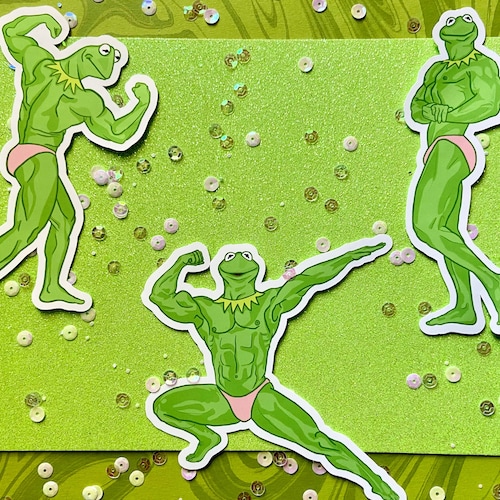 Buff Kermit the Frog Stickers Original Vinyl Sticker Water - Etsy