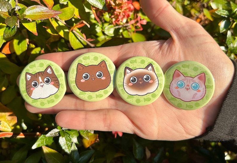 Cat Face Cute Buttons | Metal Cat Person Pins Gift | Calico Naked ...