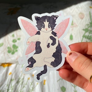 Fairy Cat Stickers Original Vinyl Sticker Glossy Water-resistant Fae ...