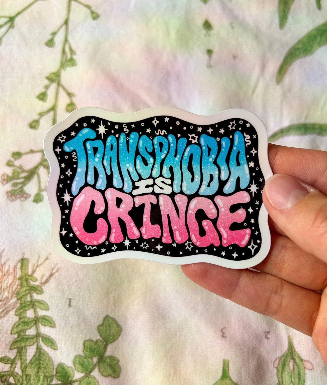 Transphobia is Cringe Sparkle Sticker | Original Vinyl Glossy Sticker ...